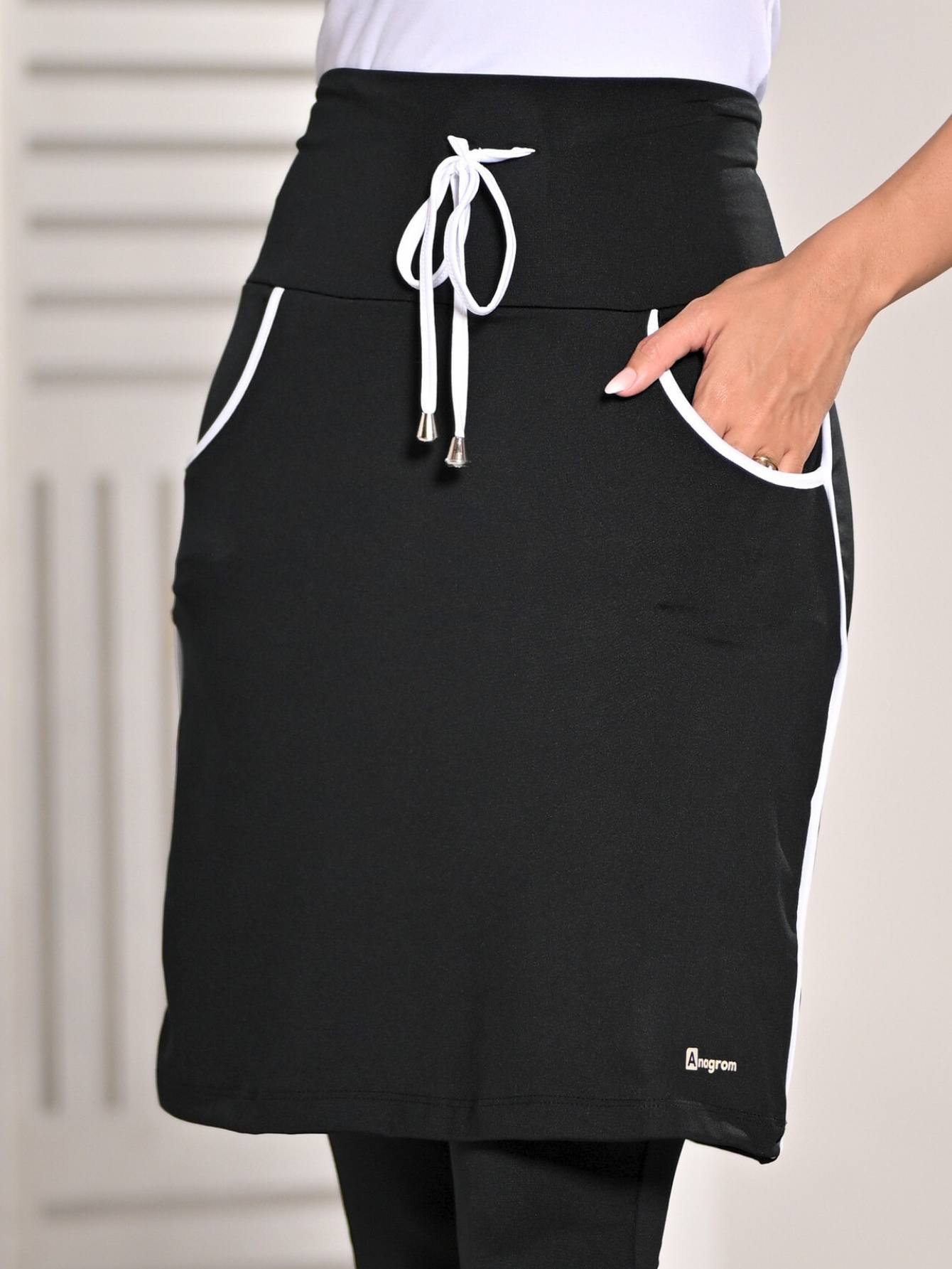 Saia Calça Preta Exercício Moda Evangélica Fitness Anagrom Ref.7015 ...