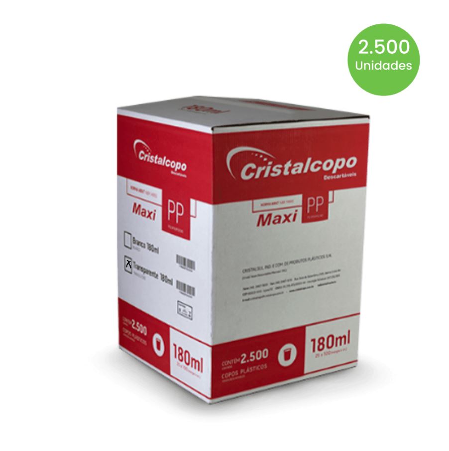 Copo Descartável Cristalcopo Maxi PP 180ml Transparente 2500 Unidades - INNOVA DESCARTÁVEIS ...
