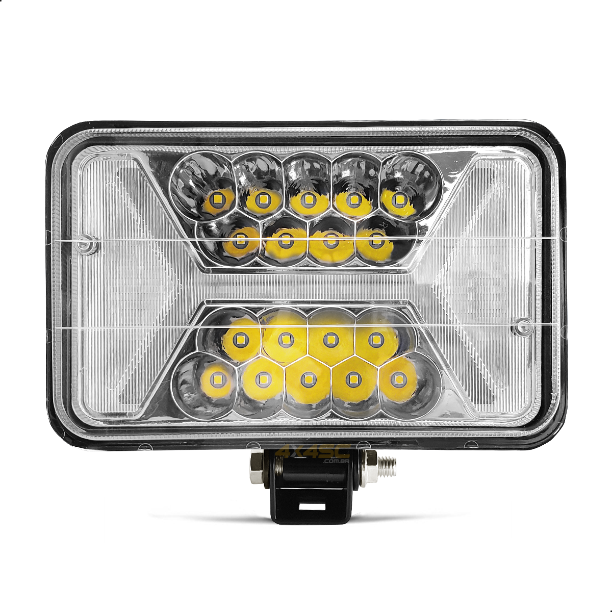 Farol LED Universal 4x6 Pol 96w Retangular Com Seta Laranja X - Par ...