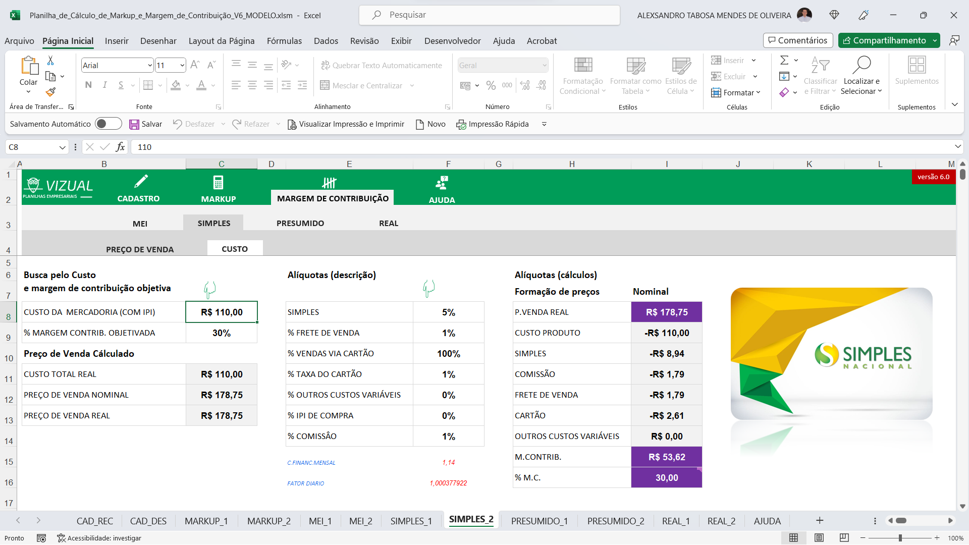 Planilha de Cálculo de Markup e Margem de Contribuição em Excel 6.0 ... Planilha de Cálculo de Markup e Margem de Contribuição em Excel 6.0 ...