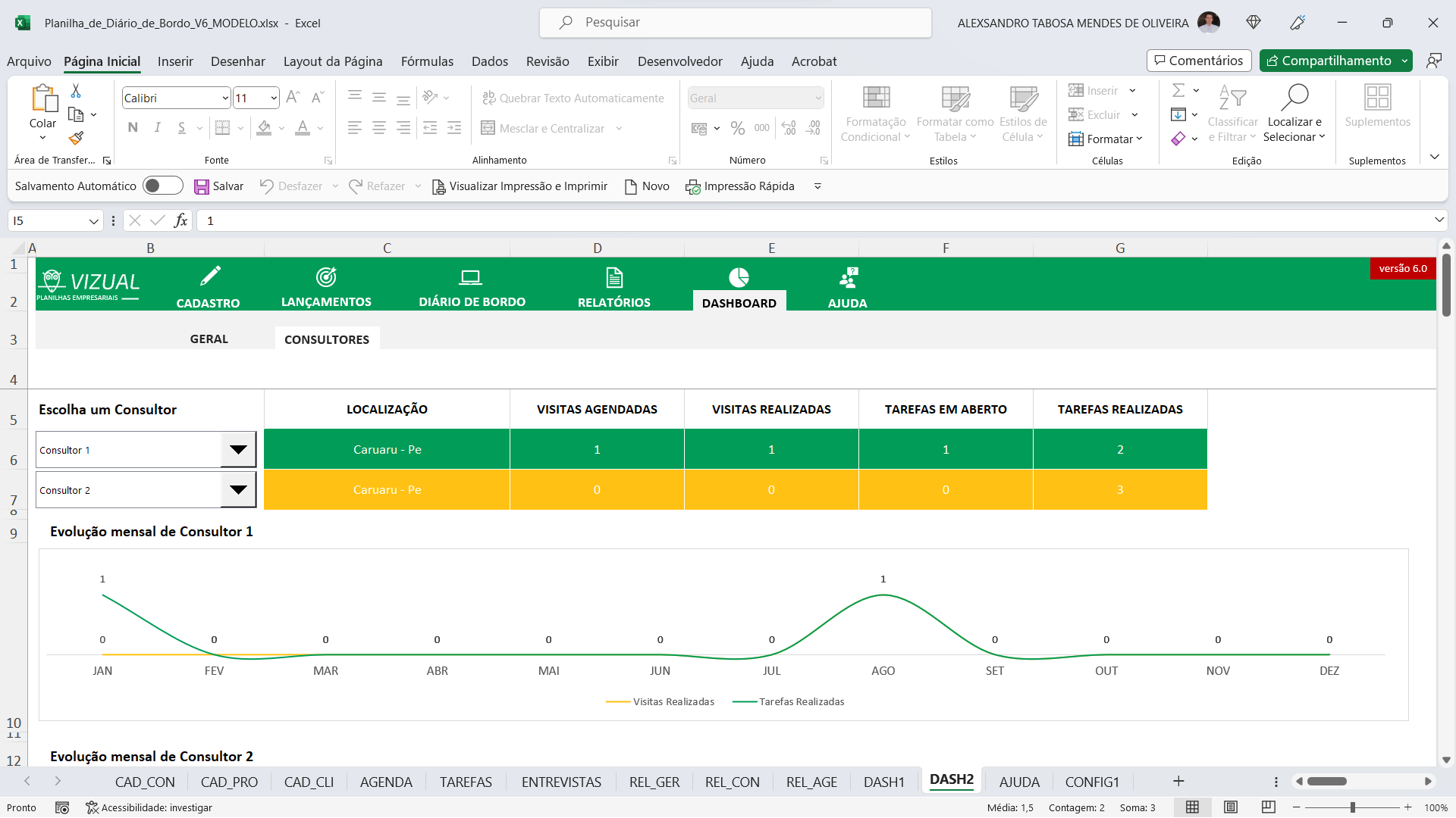 Planilha de Diário de Bordo em Excel 6.0 - Vizual Planilhas Empresariais - Planilhas em Excel de ...