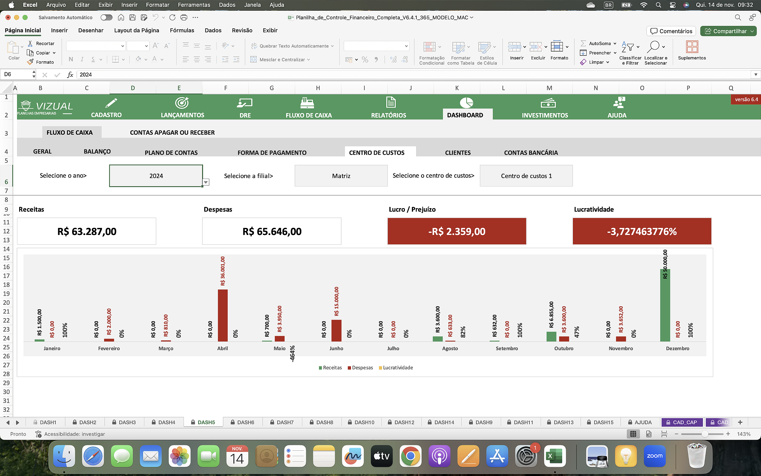 Planilha de Controle Financeiro Completa em Excel 6.4 365 - MAC ...