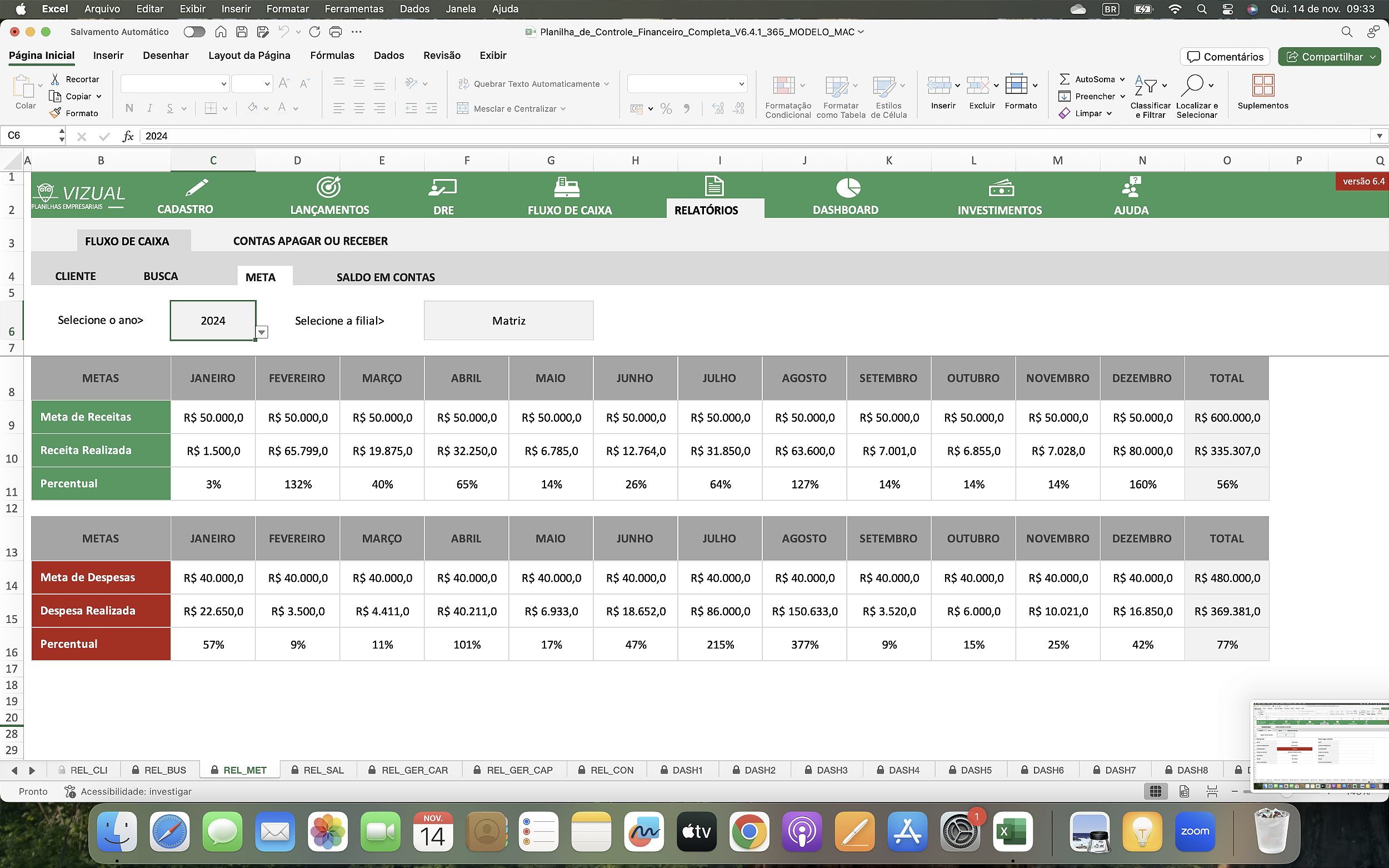 Planilha de Controle Financeiro Completa em Excel 6.4 365 - MAC ...