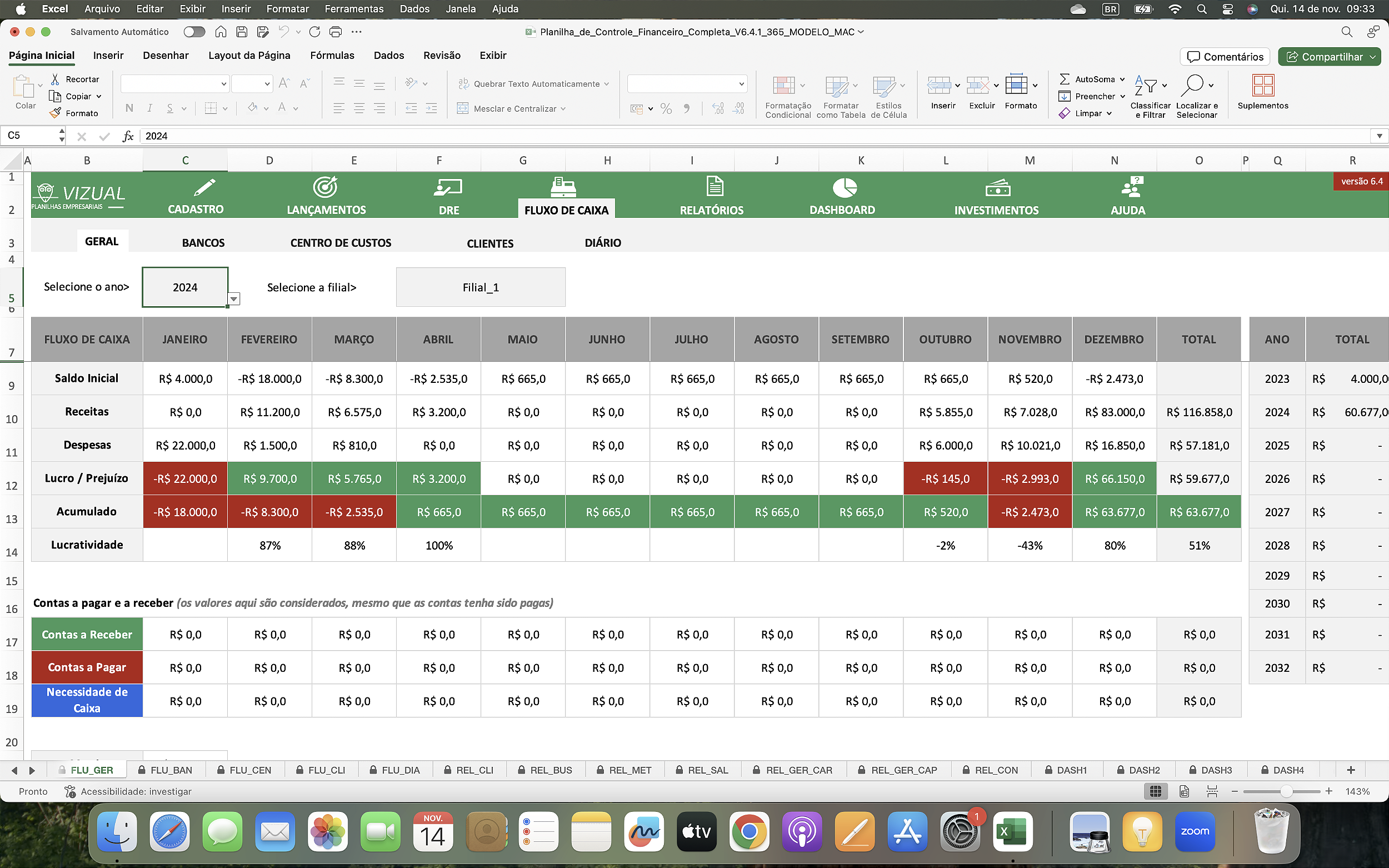 Planilha de Controle Financeiro Completa em Excel 6.4 365 - MAC ...