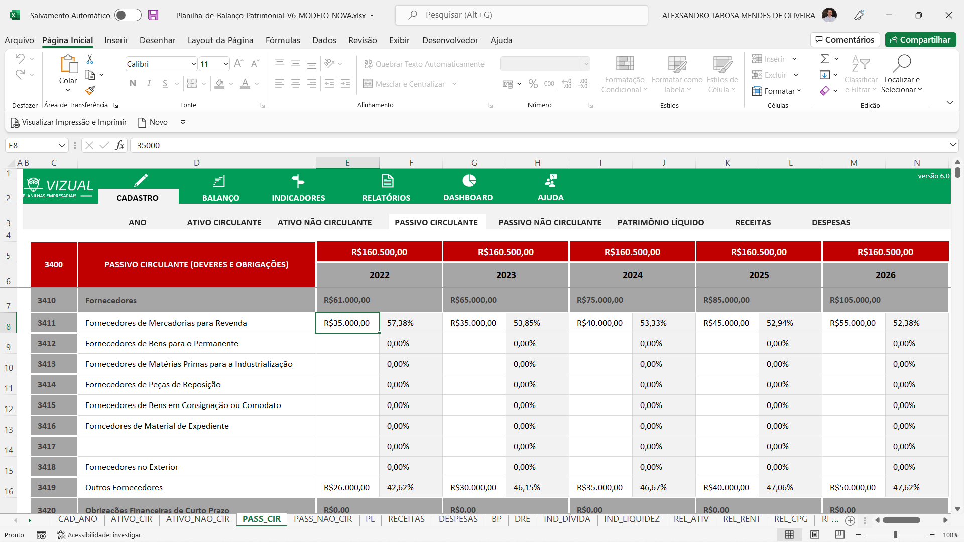 Pacote Finanças Empresariais VIZUAL – 10 Planilhas Profissionais 6.0 ...
