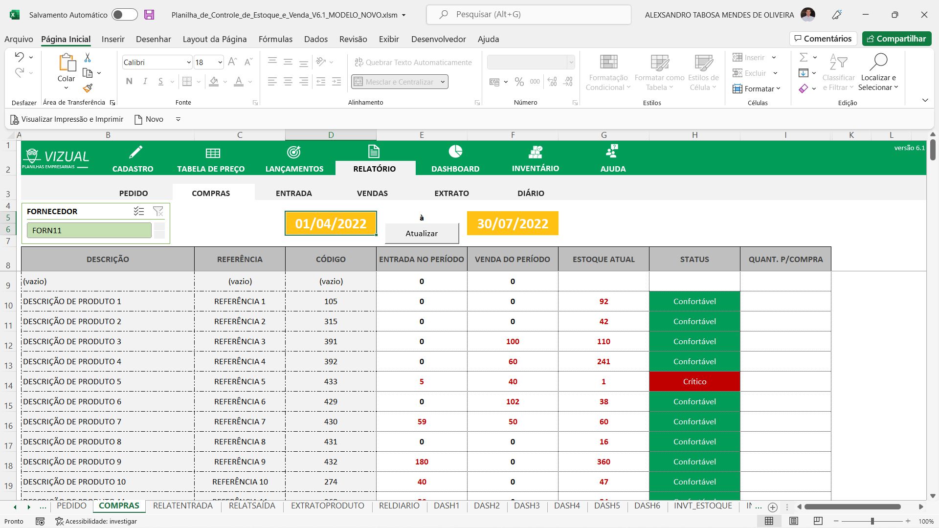 Planilha De Inventario De Produtos Planilha De Controle De Estoque
