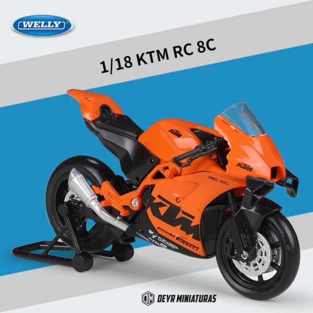 Miniatura KTM RC 8C 2022 Laranja Welly 1:18 - Miniaturas de Motos ...
