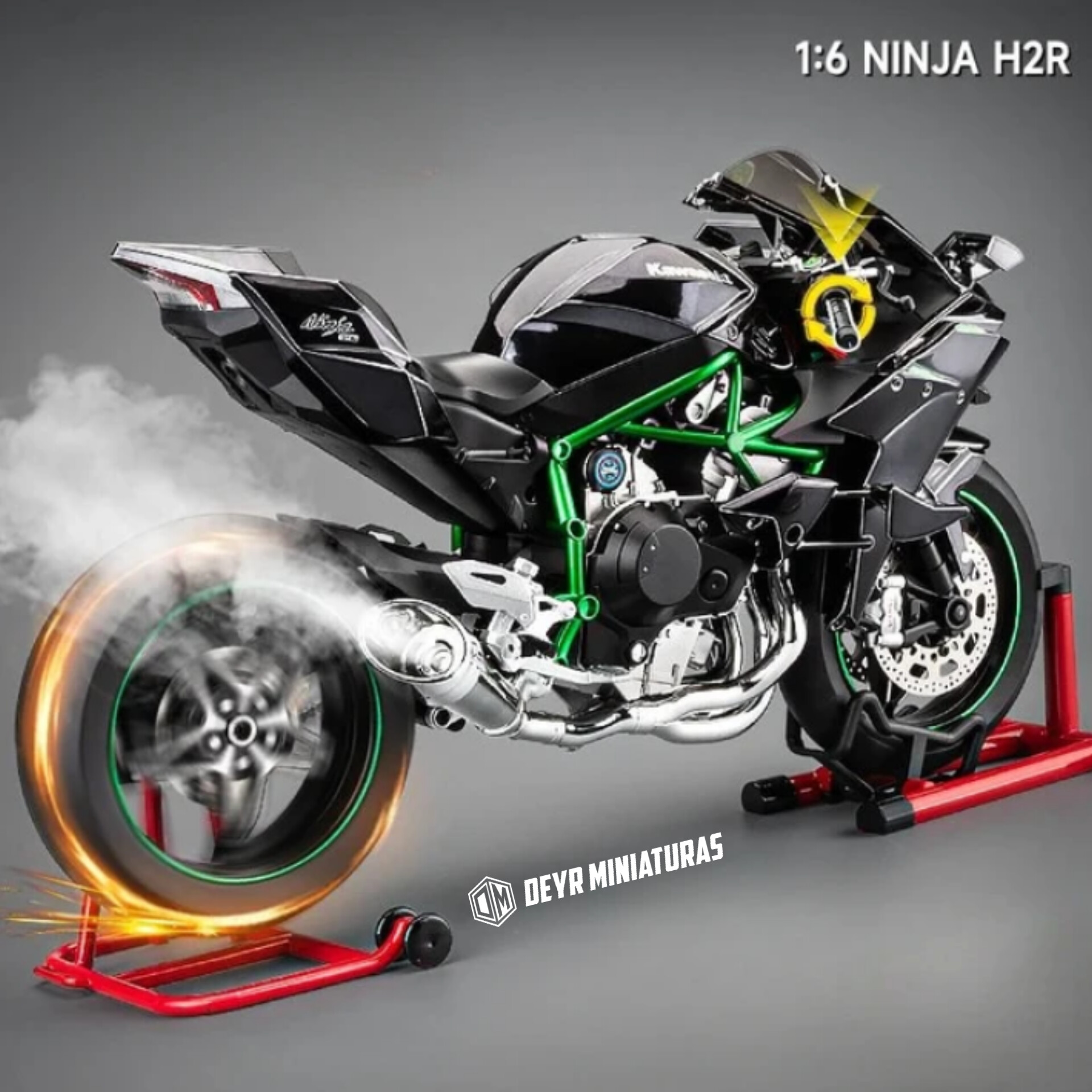 Miniatura Elétrica Gigante Kawasaki Ninja H2R Escala 1:6 (34 cm ...