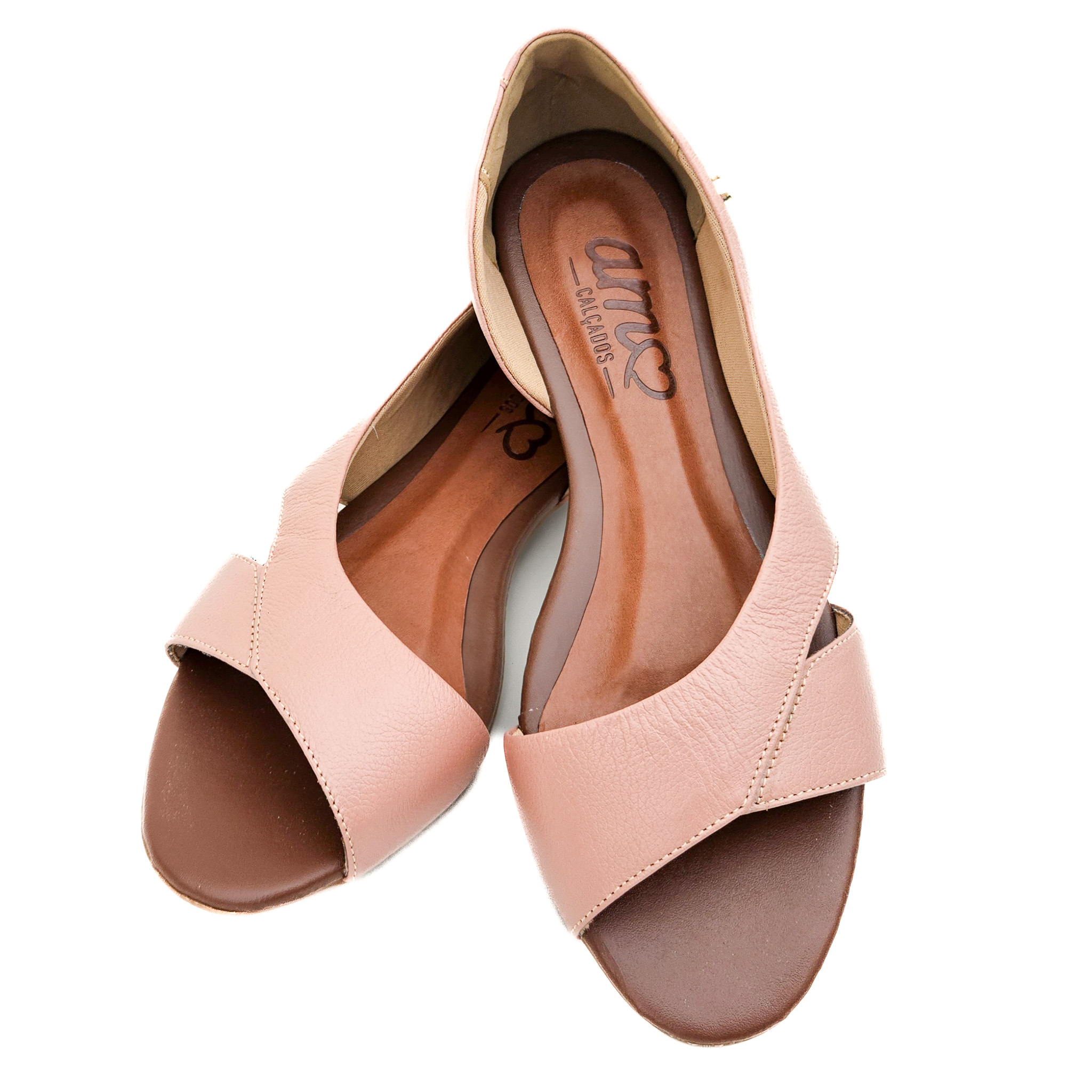 Sandália Rasteira em Couro Moema Rosa Antigo - Amo Calçados | Calçados ...