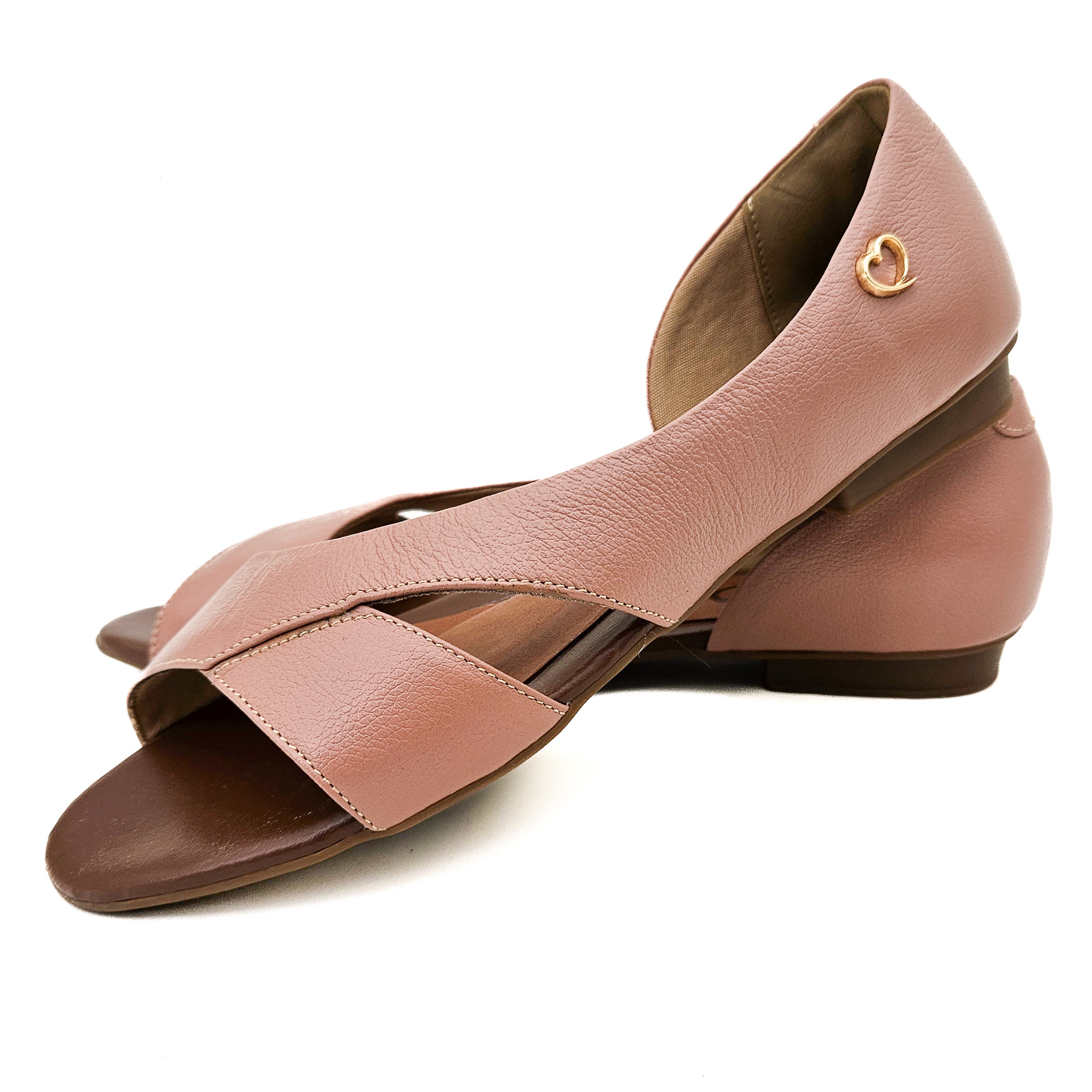 Sandália Rasteira em Couro Moema Rosa Antigo - Amo Calçados | Calçados ...