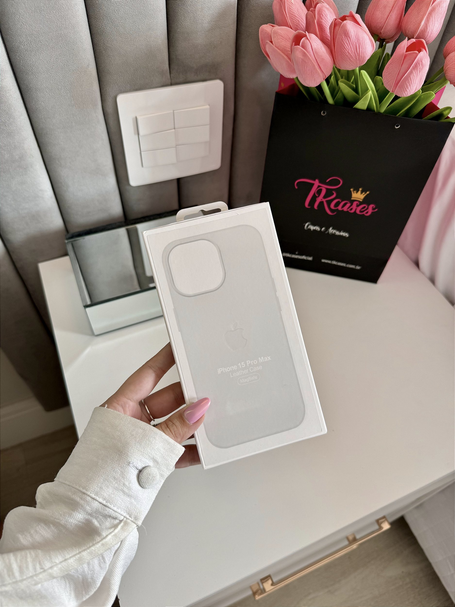 Case Couro Apple CINZA com MagSafe - TK cases