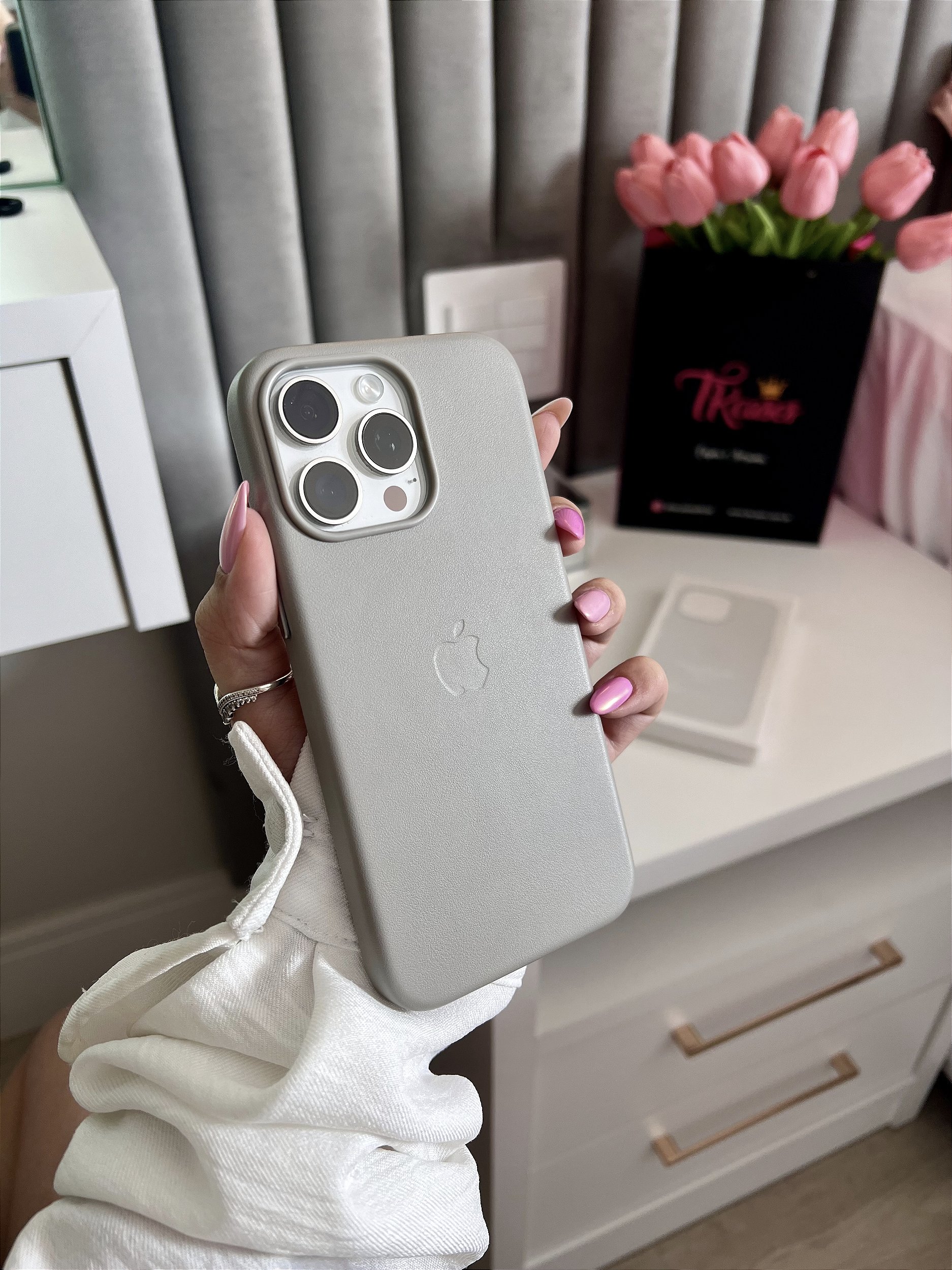 Case Couro Apple CINZA com MagSafe - TK cases