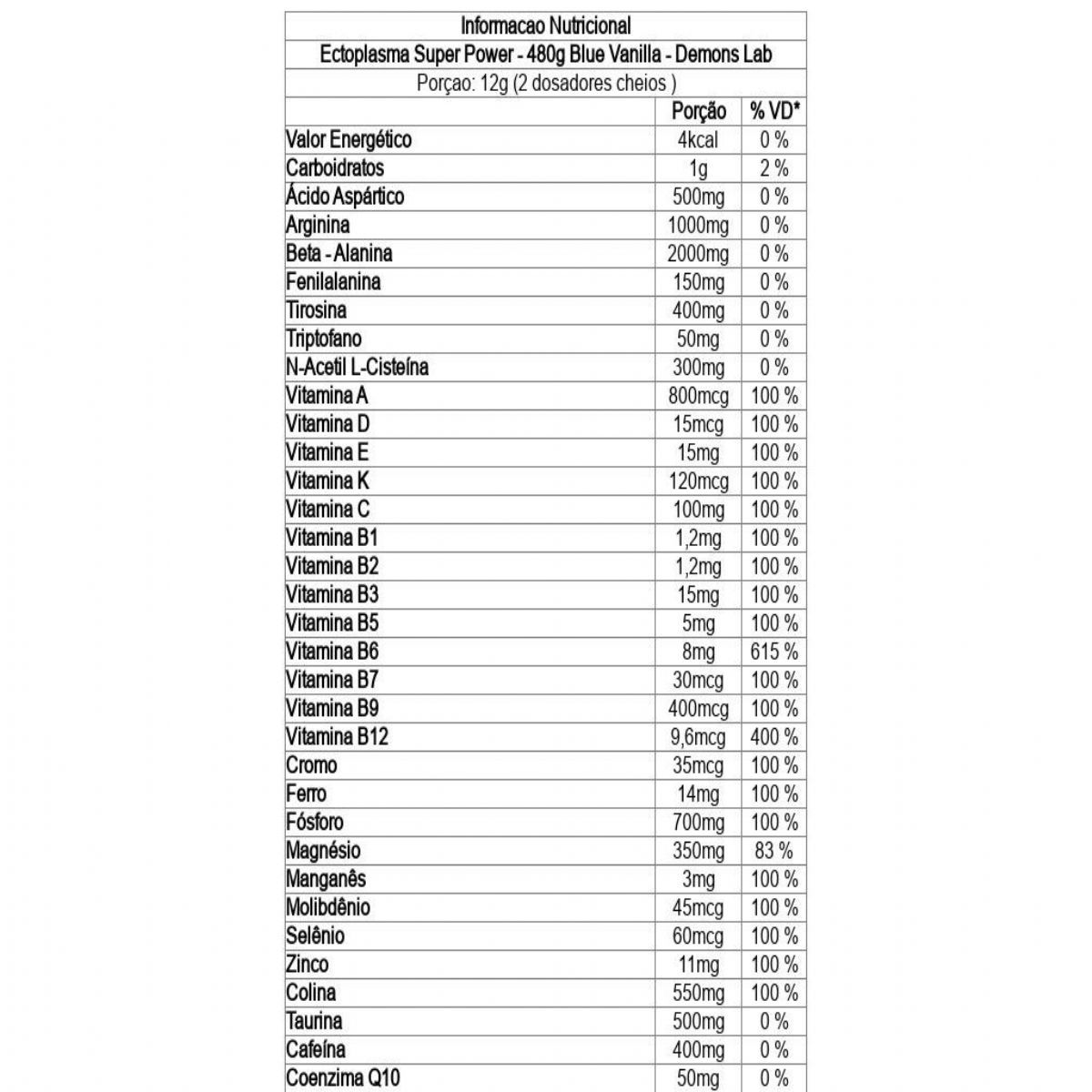 Ectoplasma Super Power - 480g Blue Vanilla - Demons Lab - Hiper Pump ...