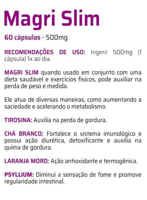 MAGRI SLIM TIROSINA LARANJA MORO CHA BRANCO PSYLIUM FORT MAGRI ...
