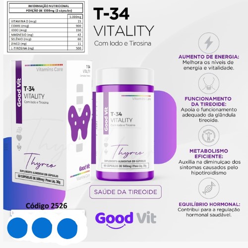 GOODVIT T-34 VITALITY THYREO TIREÓIDE HIPOTIROIDISMO PURAN LEVOID ...