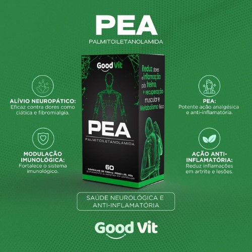 GOODVIT PEA PALMITOILETANOLAMIDA SUPLEMENTO INFLAMAÇÃO DORES - Drogaria ...
