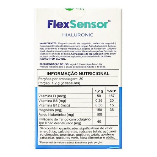 FLEX SENSOR ÁCIDO HIALURONICO COLAGENO TIPO II MAGNESIO B12 B6 D3 ...
