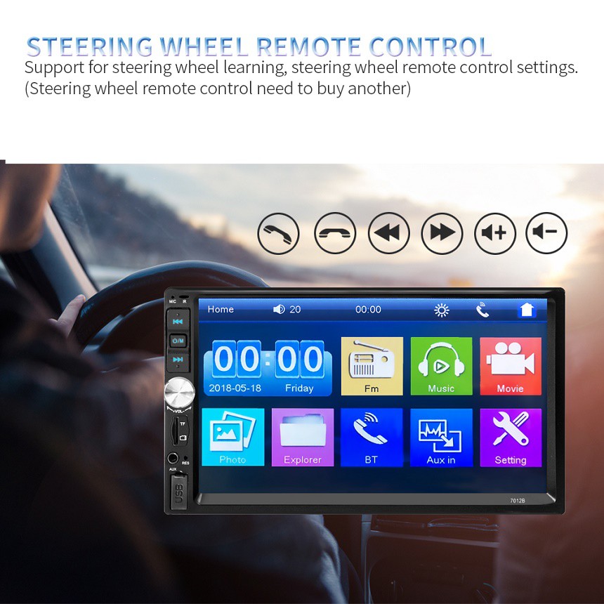Rádio de carro 7 "2 din, tela sensível ao toque, estéreo, mp5 ...