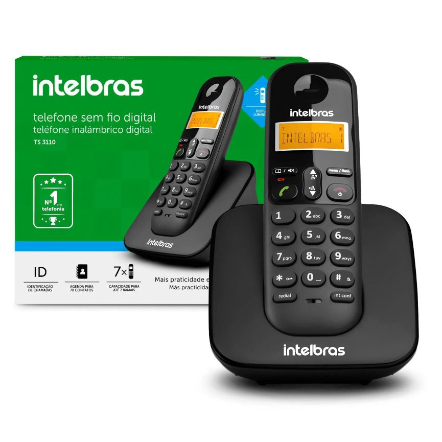 Telefone Sem Fio Intelbras TS3110 Preto - Identificador de Chamadas ...