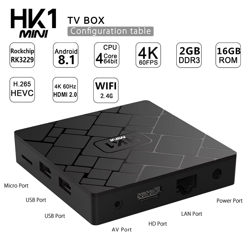 TV BOX Android 8.1 Smart RK3229 2G DDR3 16G EMMC ROM 4K 3D H.265 Wifi - Mgm Informática
