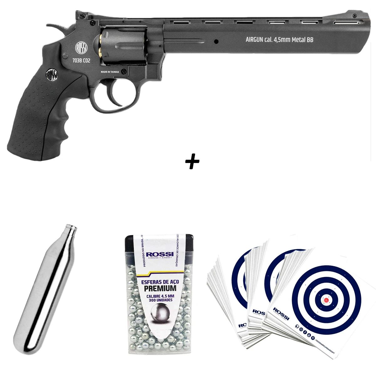 Revólver de Pressão CO2 Wingun 703B 8Pol. Metal - 4.5mm - Airsoft ...