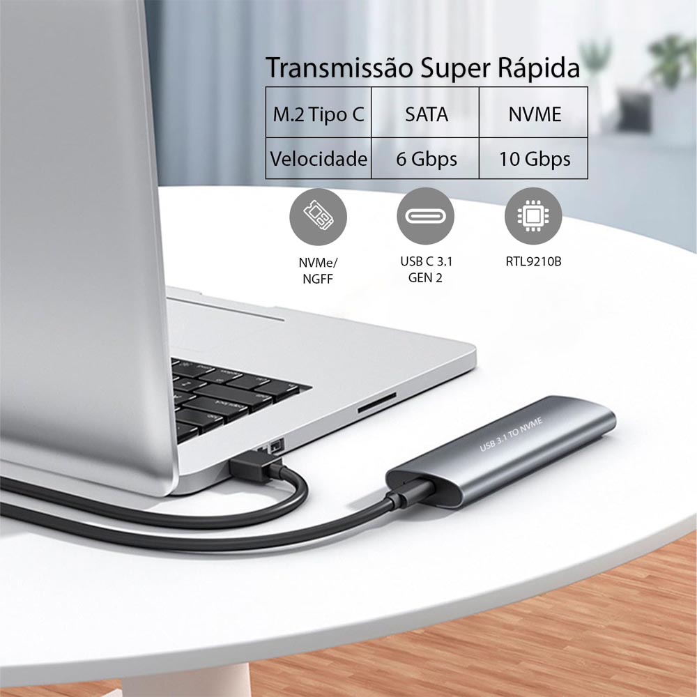 Case Para SSD M2 USB 3.1 NGFF Type-C 10 GBPs - Ponto do Nerd - A loja ...