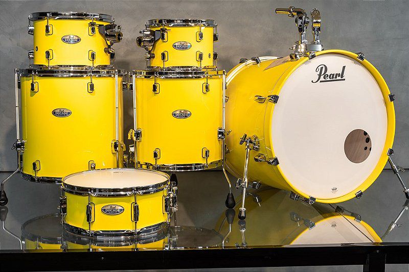 Bateria Pearl Decade Maple High Gloss Solid Yellow 22" 10" 12" 14" 16 ...