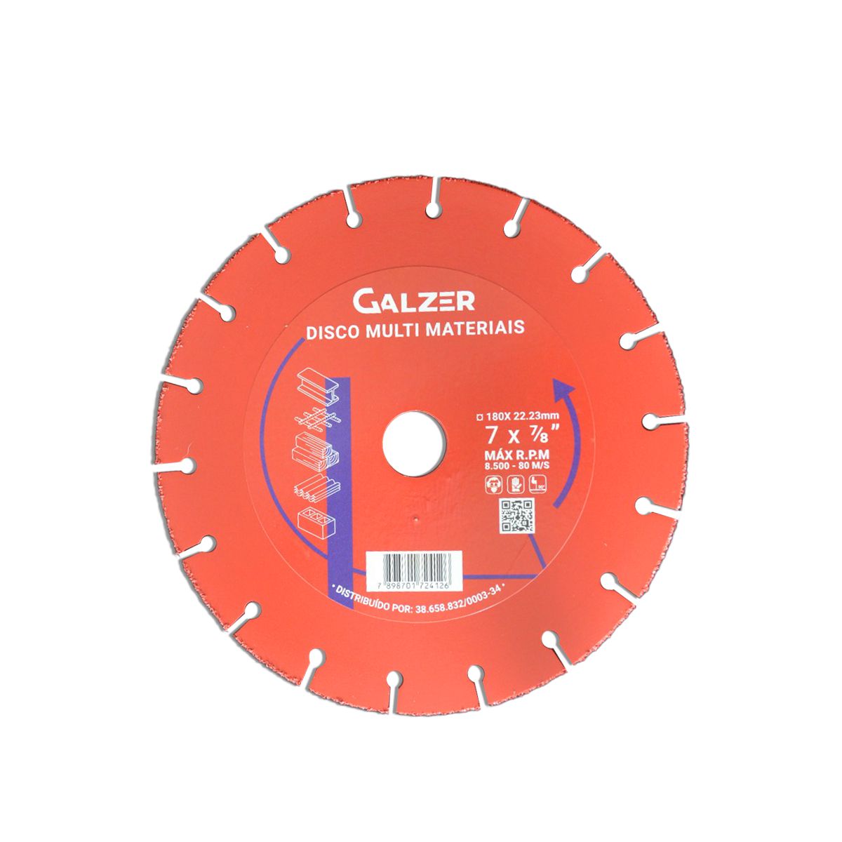 DISCO DE CORTE MULTIMATERIAL 7" 180MM X 1,4MM - Ferplus Ferramentas ...