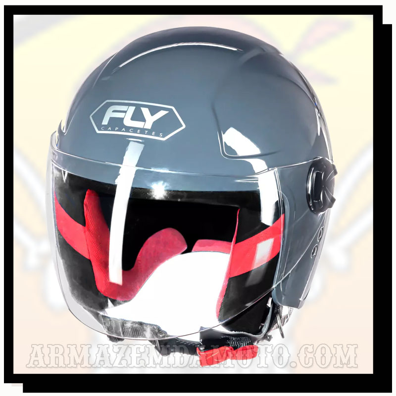 CAPACETE ABERTO FLY JET CINZA - ARMAZÉM DA MOTO