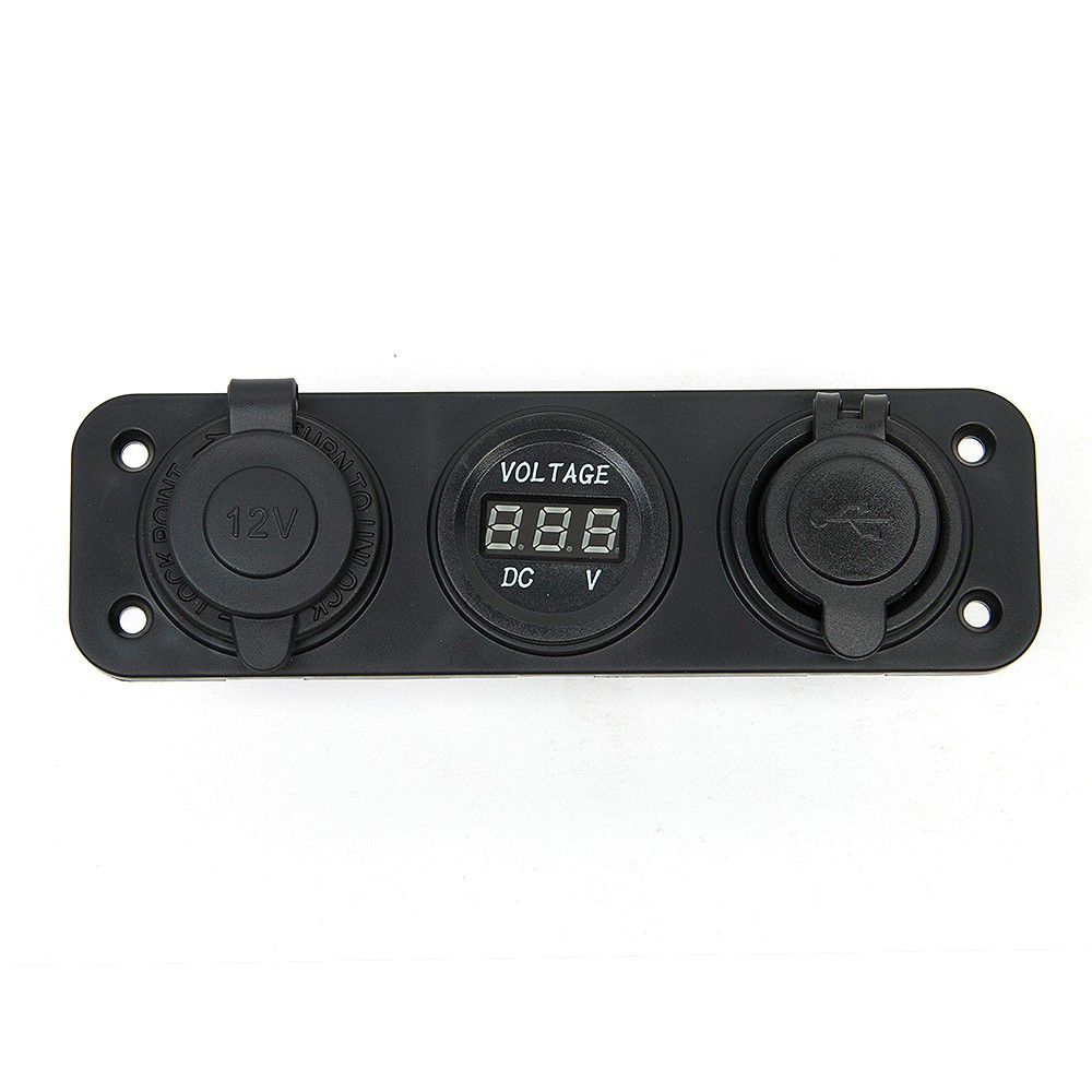 Painel Tomada 12v + Usb 5V e Voltímetro Barco Jipe Lancha - MachadoBr2