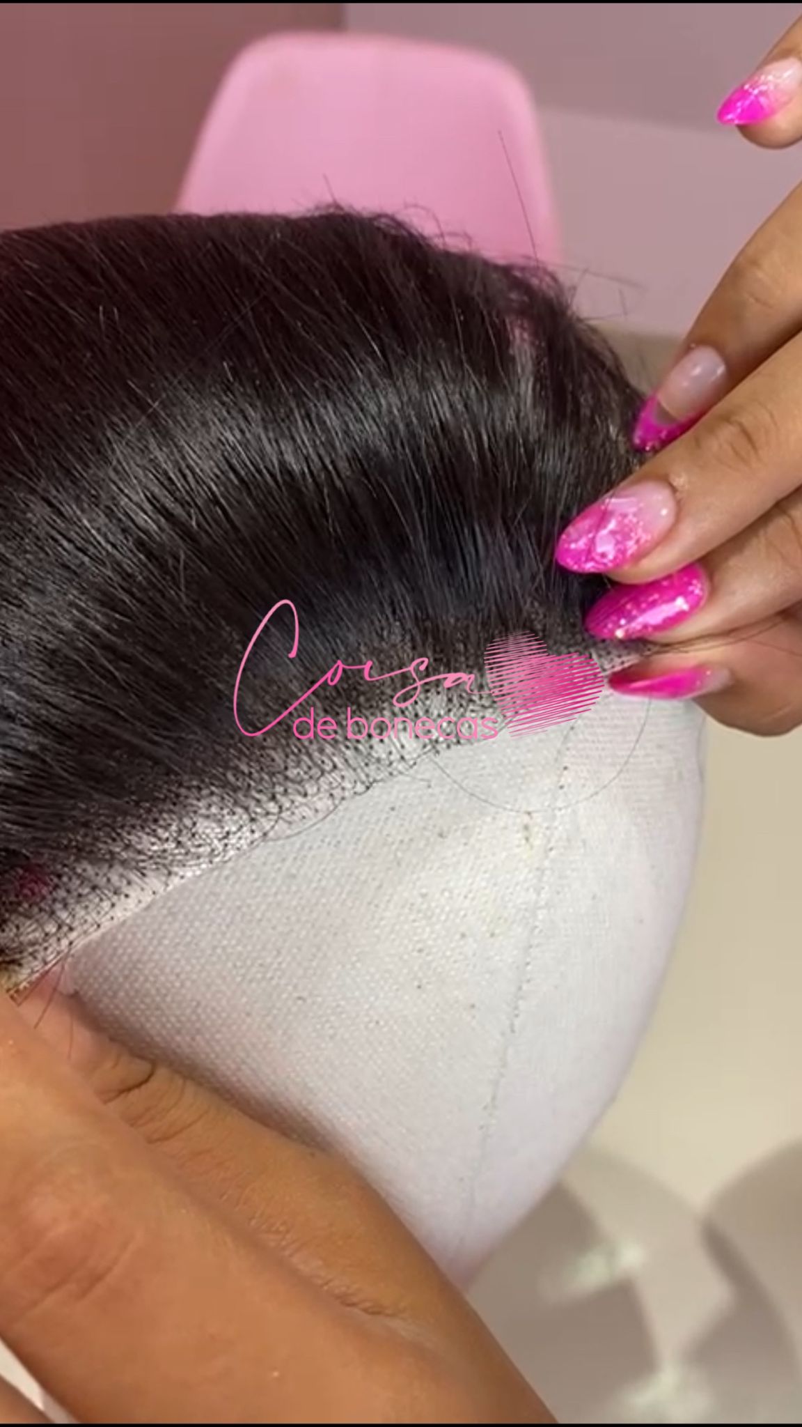 TOP CLOSURE LISA 45CM C/ TIC TAC + FITA ADESIVA APLICADA + FITA ADESIVA EXTRA - COISADEBONECAS