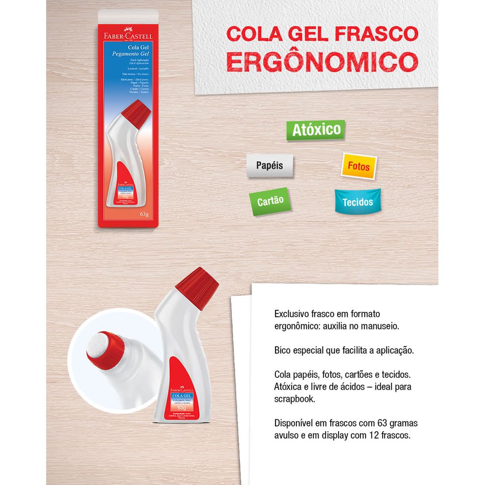 Cola Gel Frasco Ergonômico 63g - Faber Castell - Casa Joka
