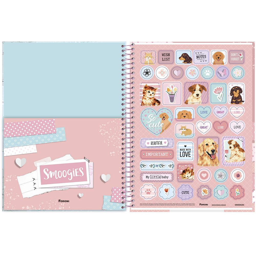 Caderno Universitário Smoogies - Gato - 80 Folhas - Foroni - Casa Joka