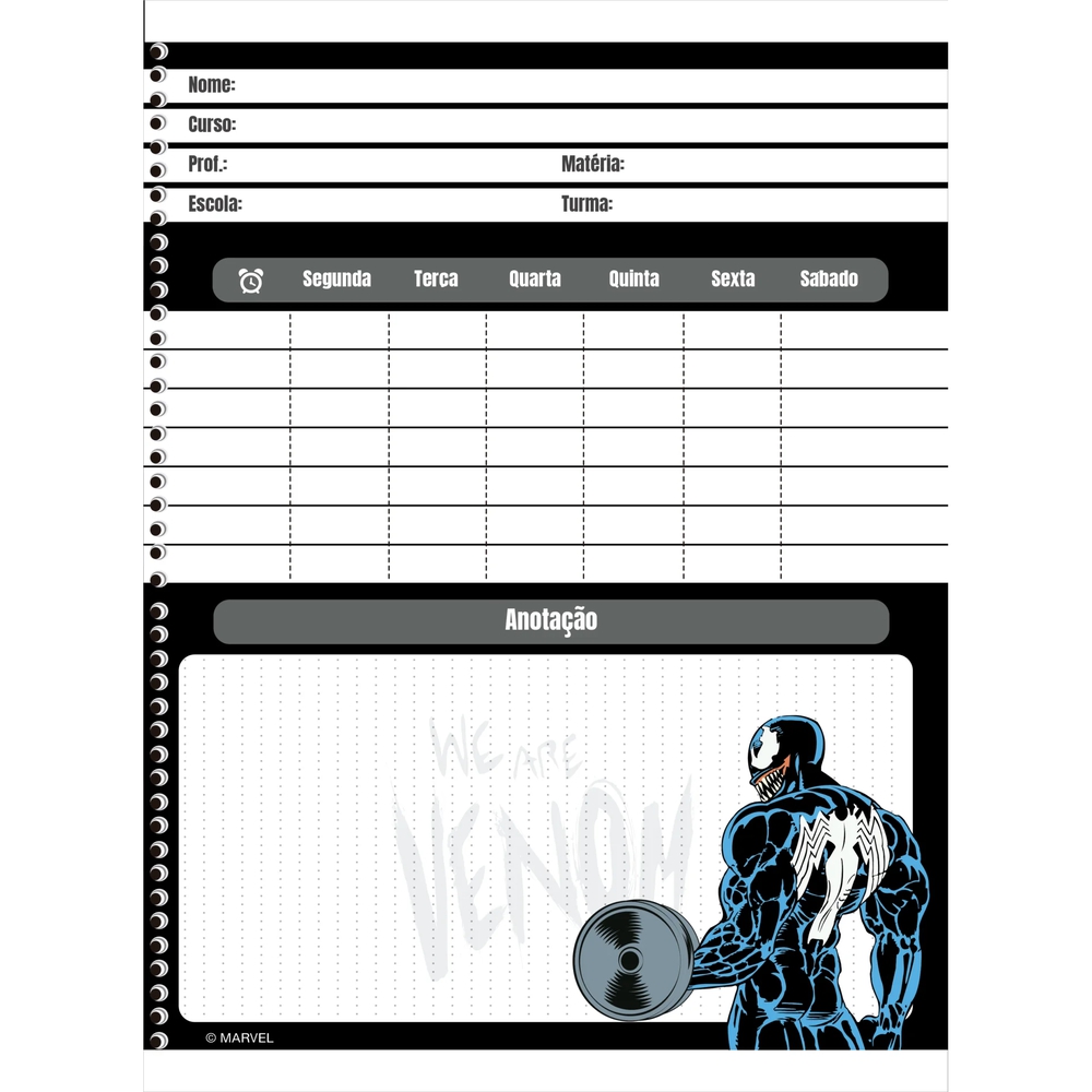 Caderno Venom Fury - 80 Folhas - São Domigos - Casa Joka
