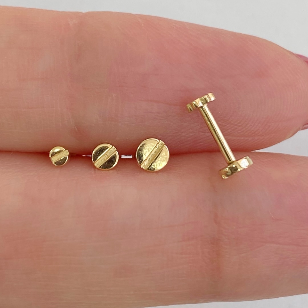 LABRET OURO 18K MINI PARAFUSO PUSH PIN - I Love Piercing - Loja Online ...