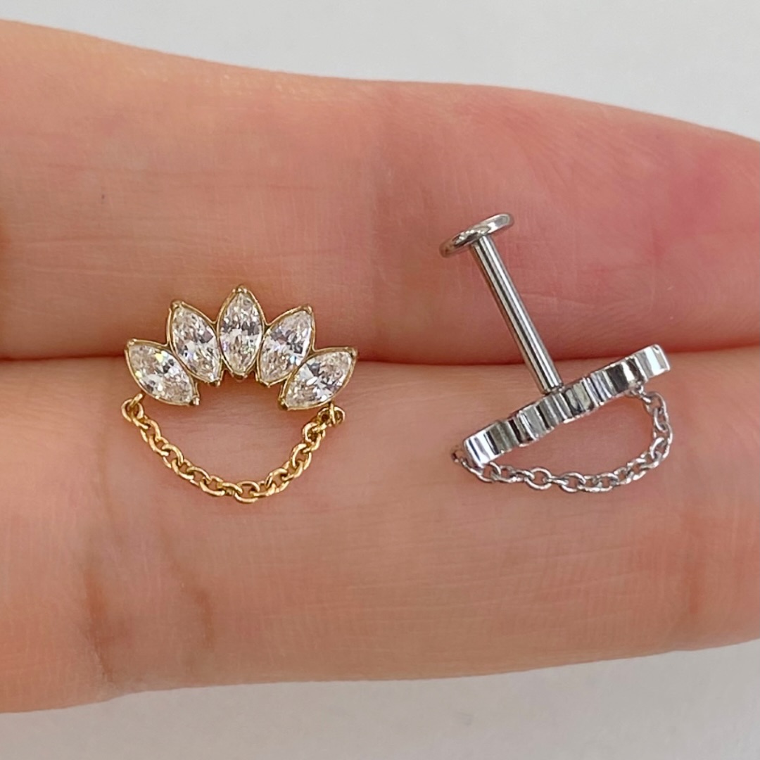 LABRET AÇO 5 NAVETES CORRENTINHA - I Love Piercing - Loja Online de ...