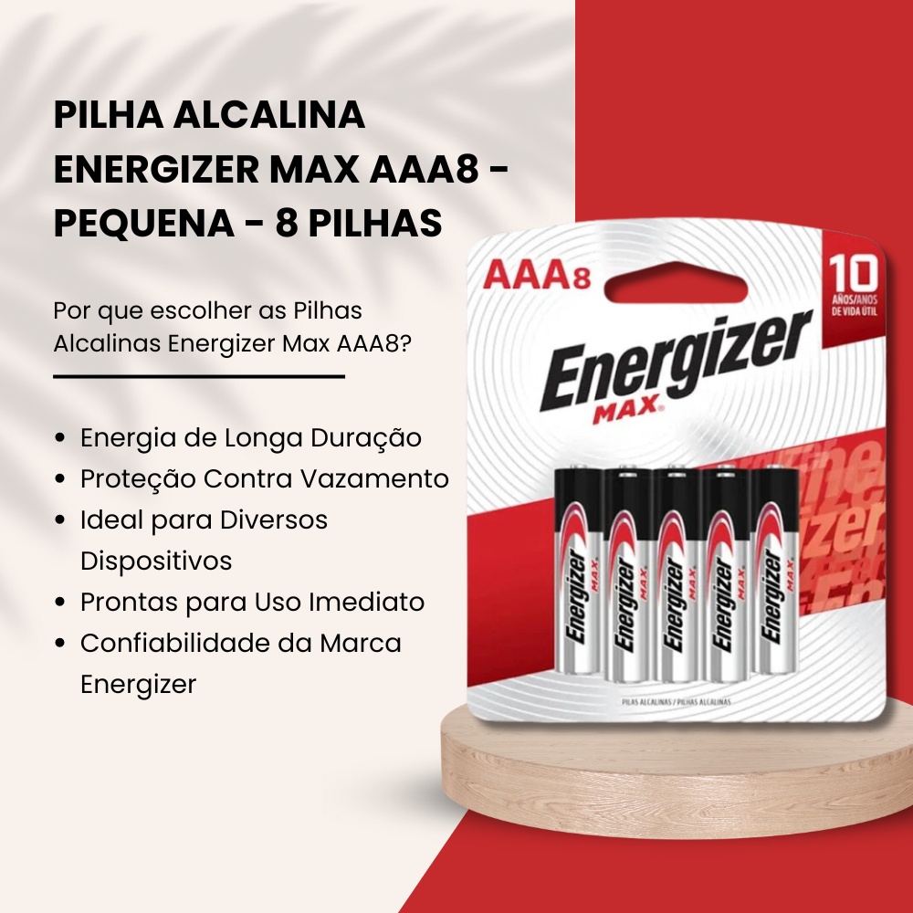 Pilha Alcalina Energizer Max AAA8 - Pequena - 8 Pilhas - Alta Qualidade ...