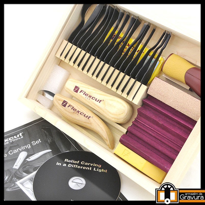 Jogo de 21 ferramentas Deluxe para entalhe e escultura FlexCut (SK108 ...