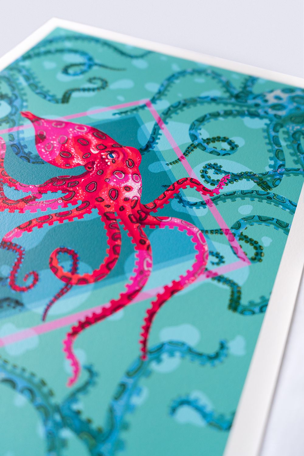 Giclée Fine Art From Colors Octopodinae, com Polvos Cor de Rosa e Verd ...