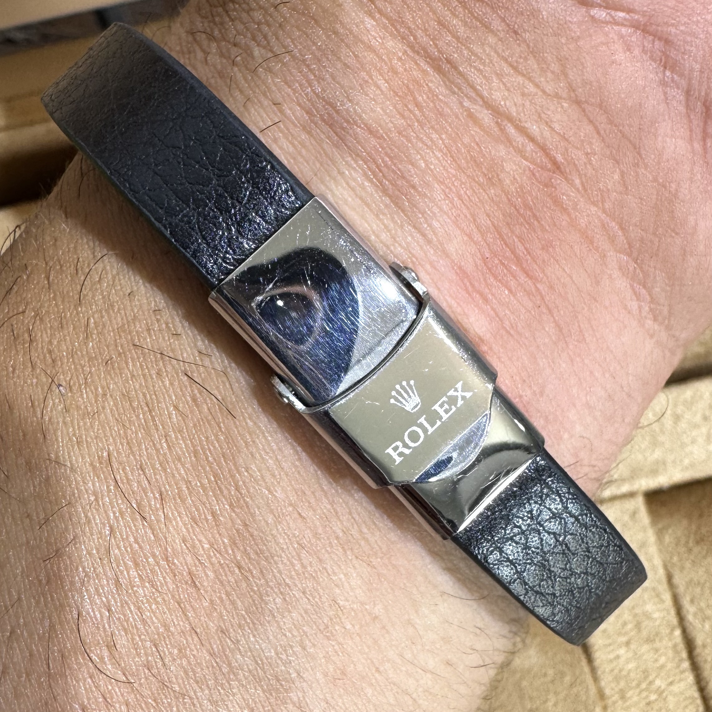 Pulseira bracelete em couro Premium modelo ROLEX - VMAX ATACADO