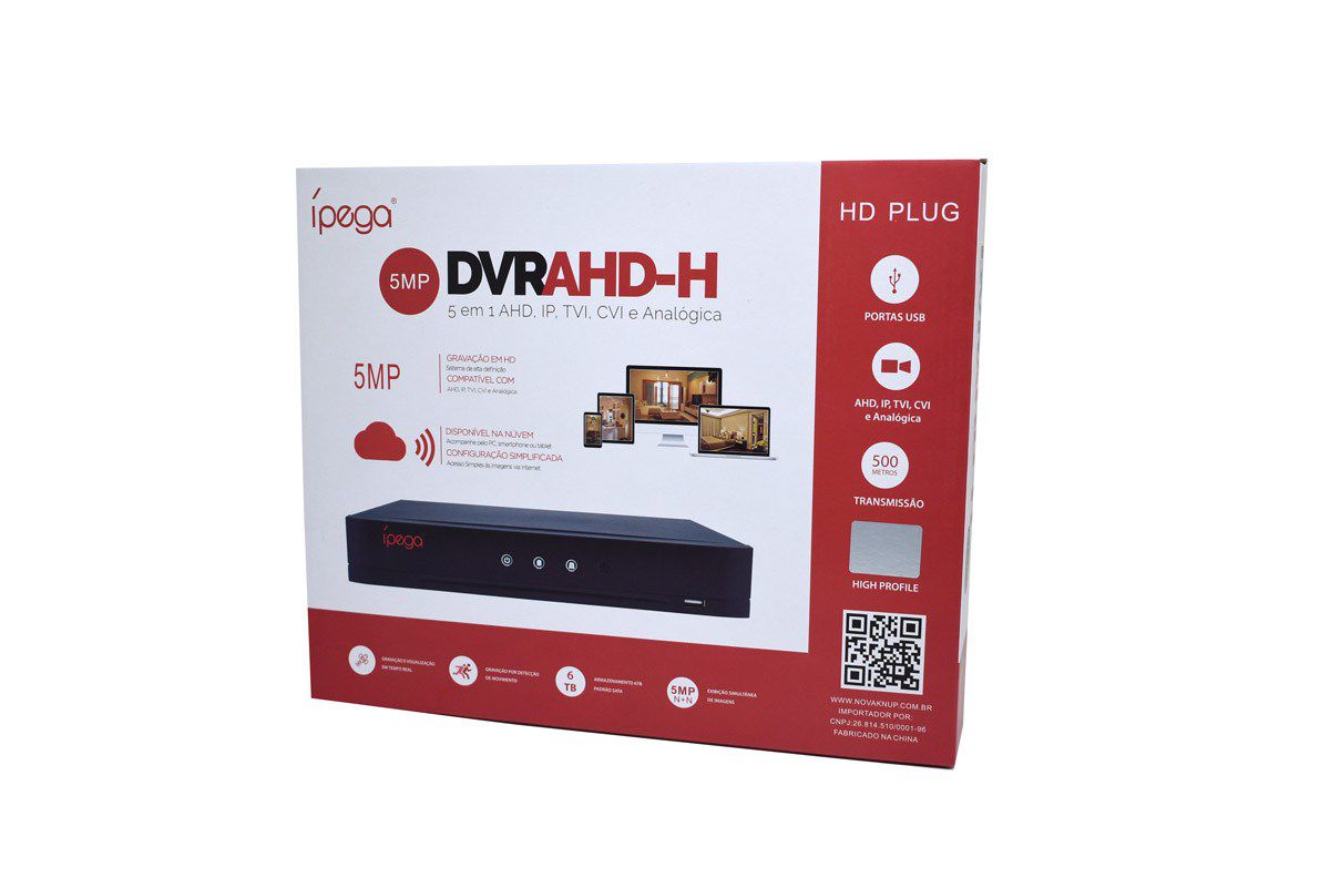 Dvr Stand Alone Ípega KP-CA230 04 canais 5MP 5 em 1 (AHD, IP, TVI, CVI ...