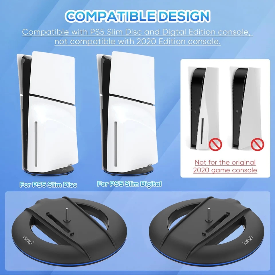 Base Vertical Antiderrapante Para PS5 Slim Ípega (Preto) - Cadê Meu Jogo