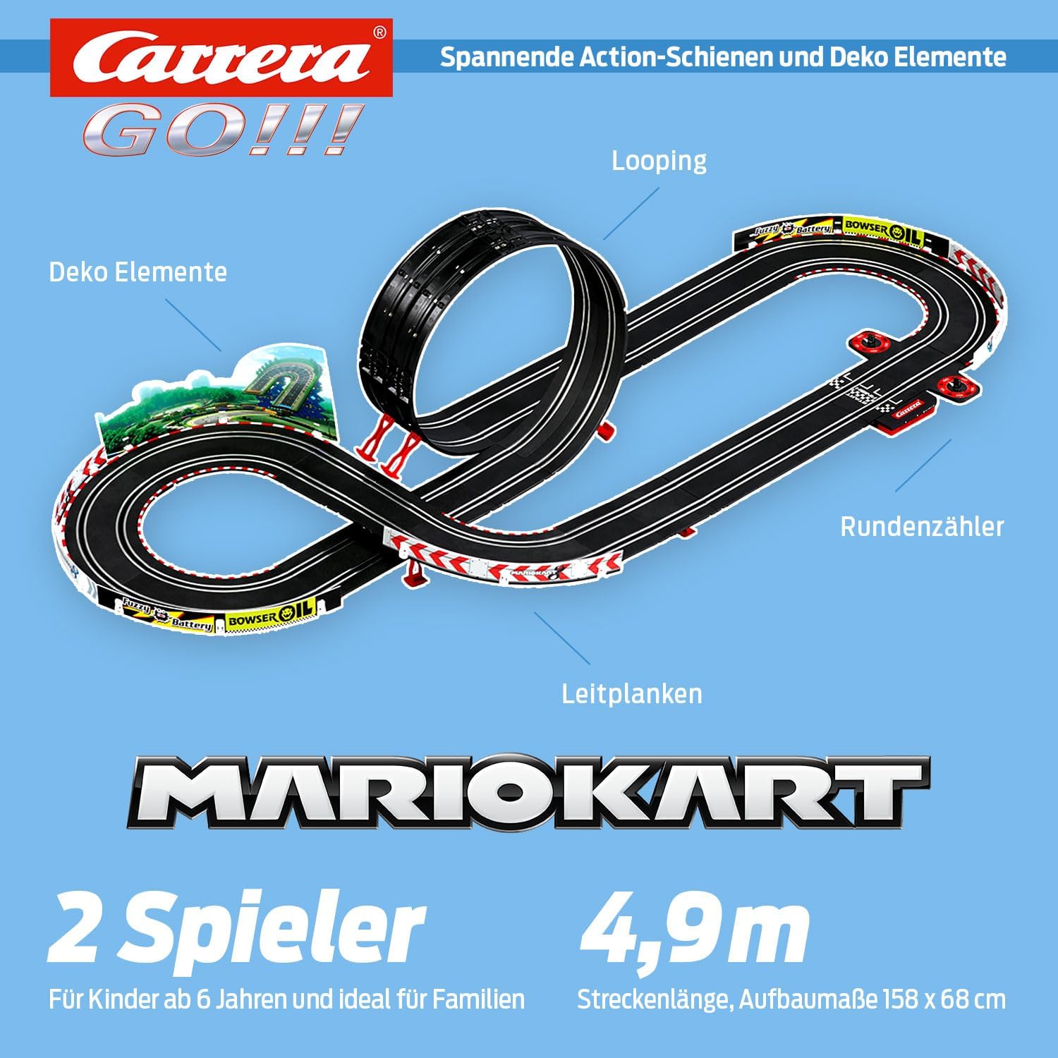 Pista Elétrica Carrera Go Mario Kart 4,9 Metros 1/43 - Cadê Meu Jogo