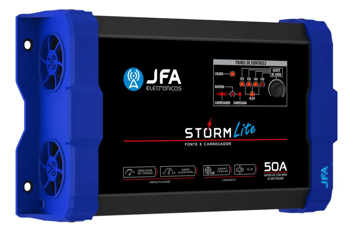 Fonte Carregador JFA 50A Lite Slim Bivolt Smart Cooler - TOPS HI-TECH COMPONENTS