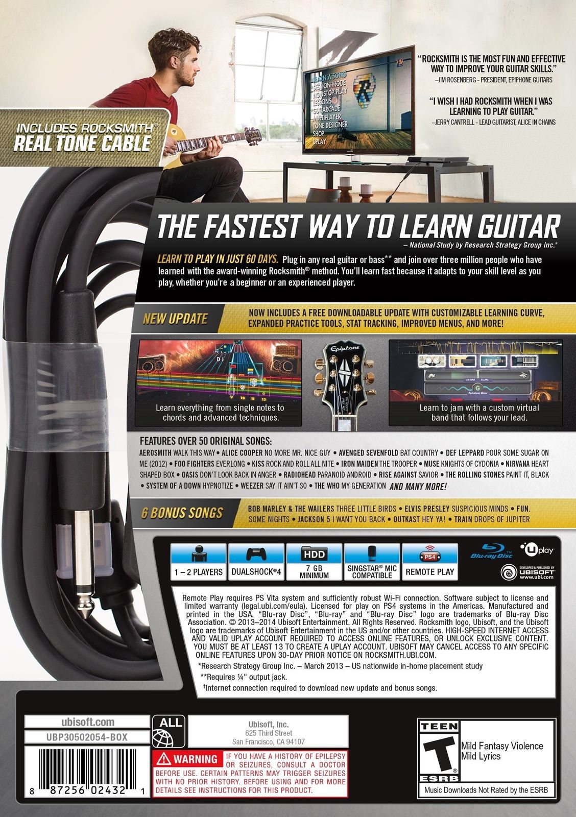 Rocksmith 2014 Remastered C/ Cabo - Ps4 - Game Games - A Loja Mais POP ...