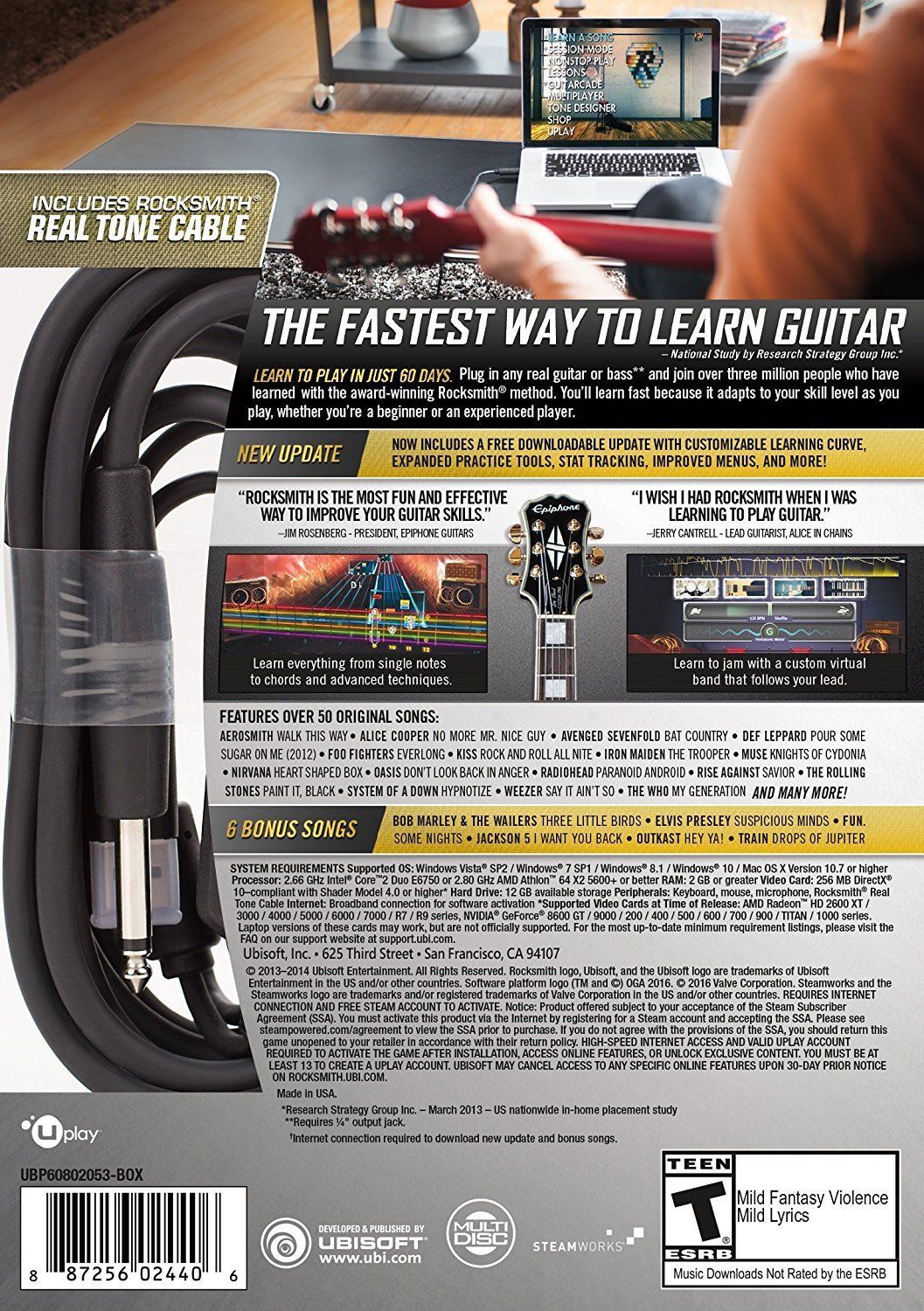 Rocksmith 2014 Remastered C/ Cabo - Pc - Game Games - A Loja Mais POP ...