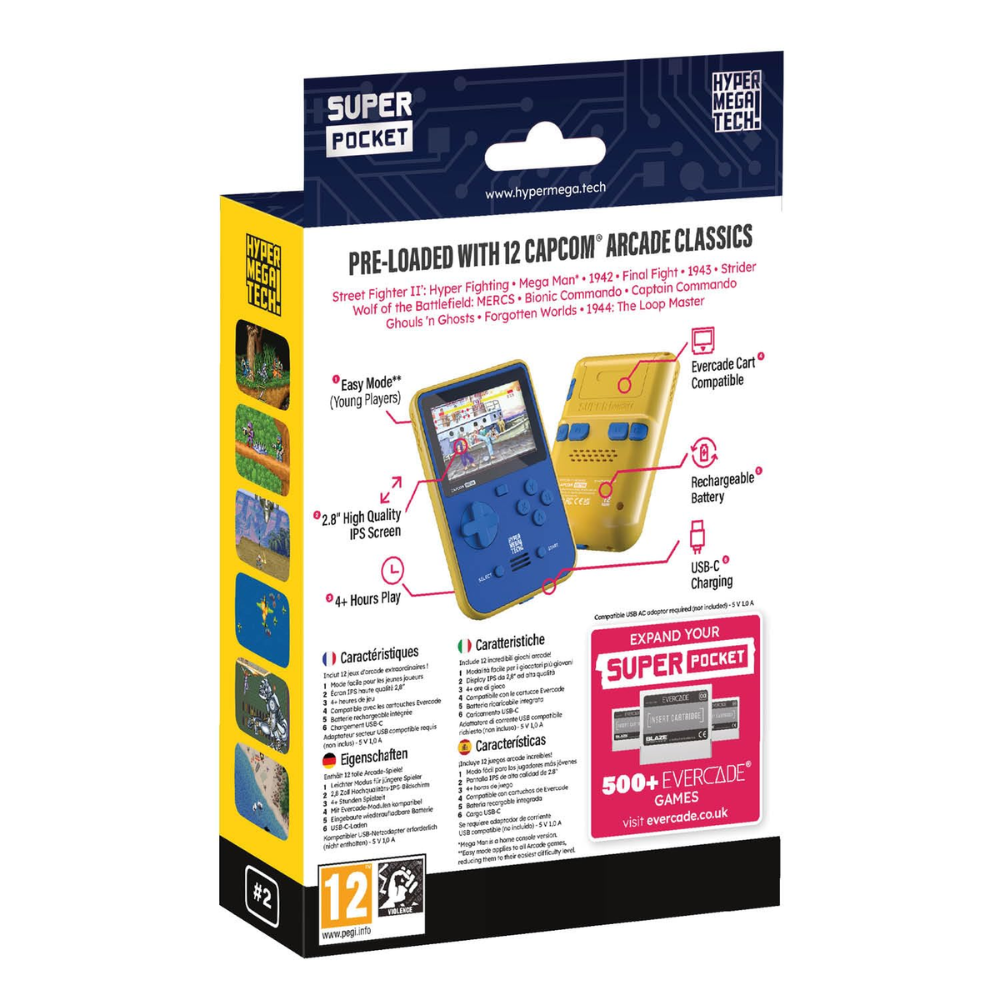 Blaze Evercade Capcom Super Pocket Portátil c/ 12 Jogos - Game Games ...