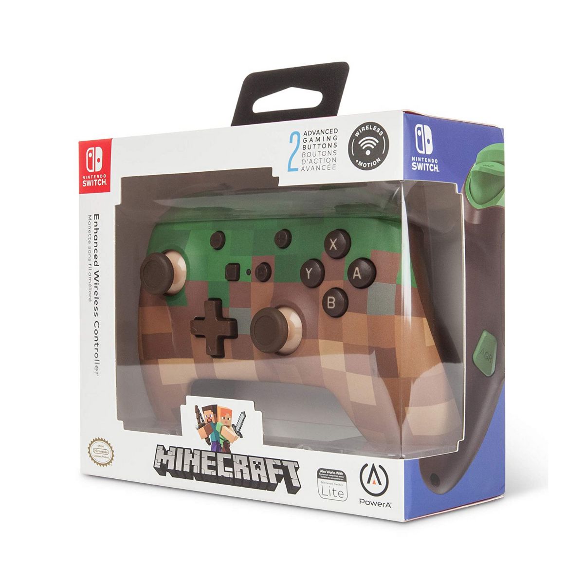 Controle PowerA Enhanced Wireless Minecraft Grass Block - Switch - Game ...