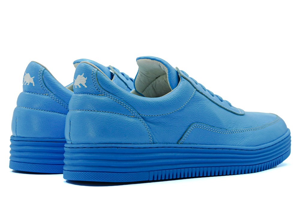 Tênis Couro Azul Celeste Barcelona Design | Urban Bull - Barcelona ...