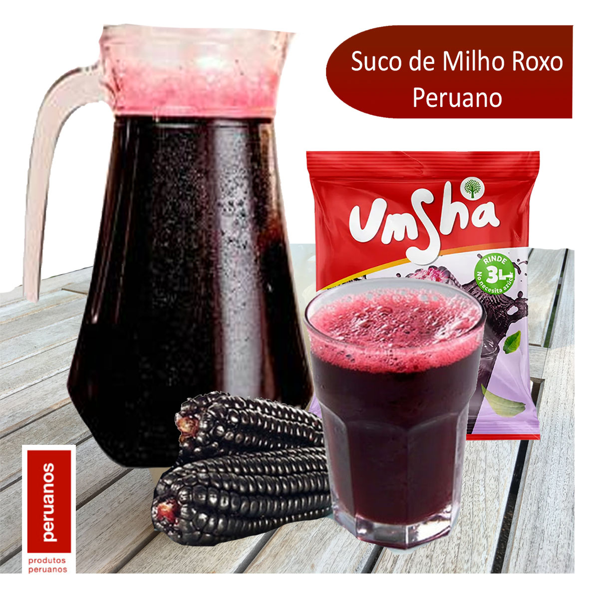 Chicha Morada Umsha 13g - Suco de Milho Roxo Instantaneo - Produtos ...